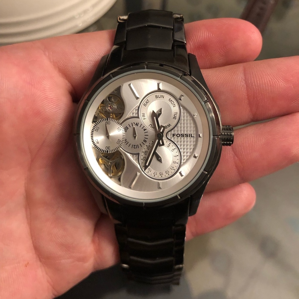 Men's Fossil Twist Automatic Watch With Silver-Tone D… - Gem